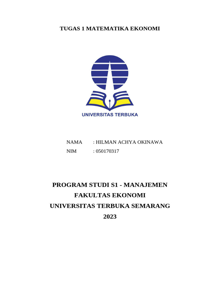 Tugas 1 Matematika Ekonomi | PDF