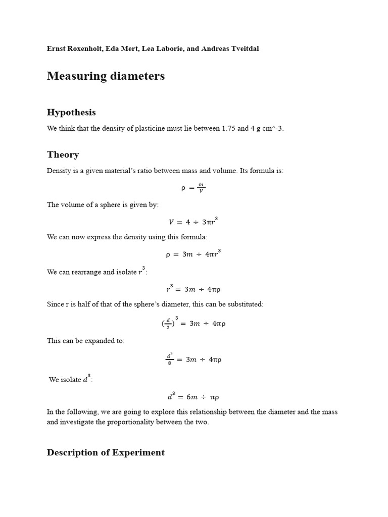 Plasticine Density Experiment | PDF | Uncertainty | Density
