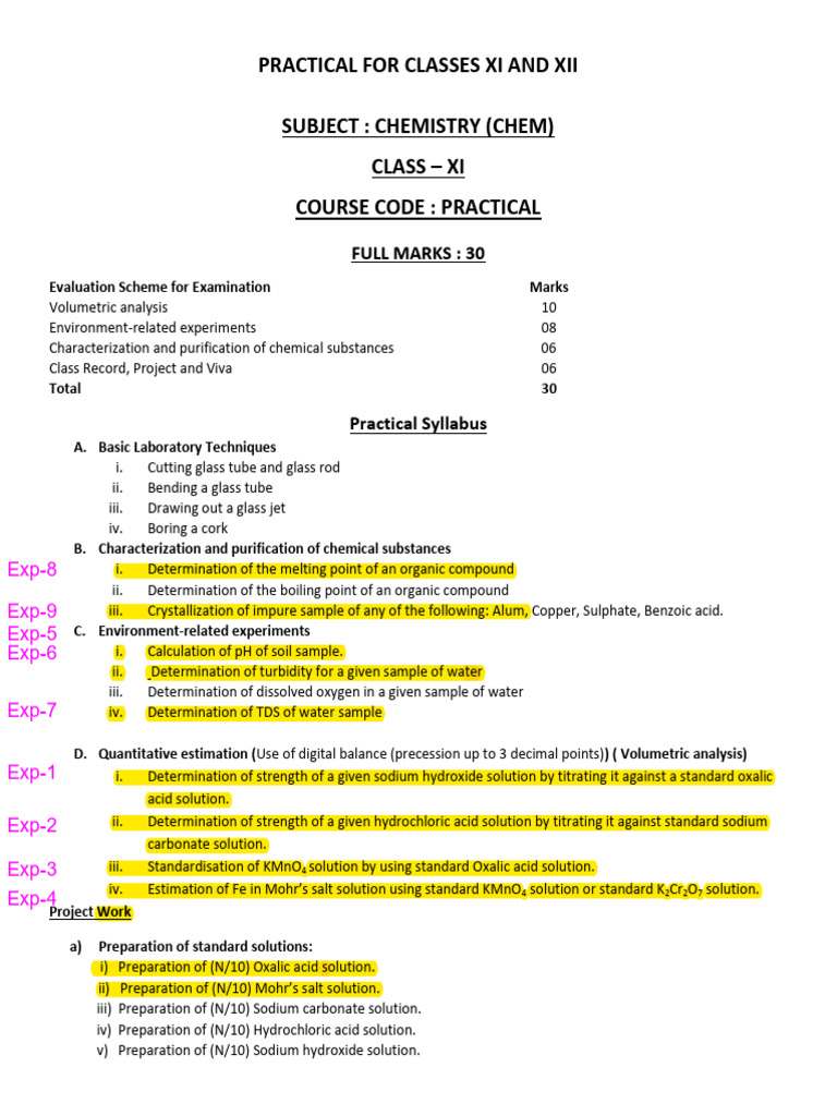 LNB and PW List WBCHSE Class XI | PDF | Titration | Chemistry