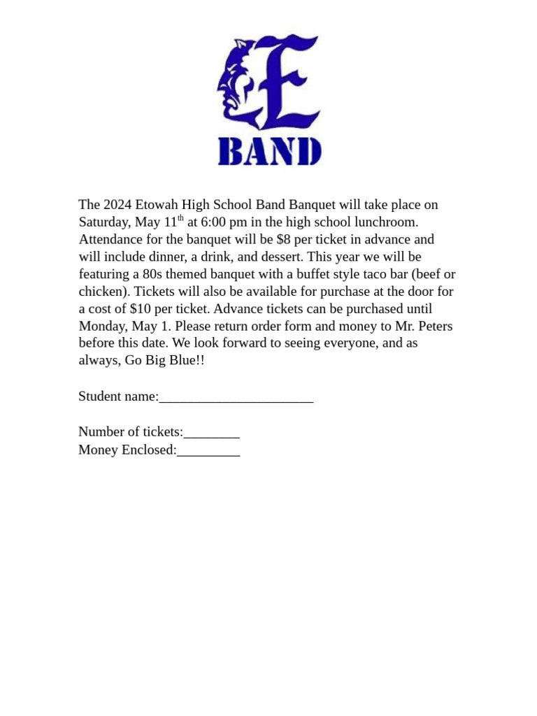 2024 Band Banquet Form 3 | PDF