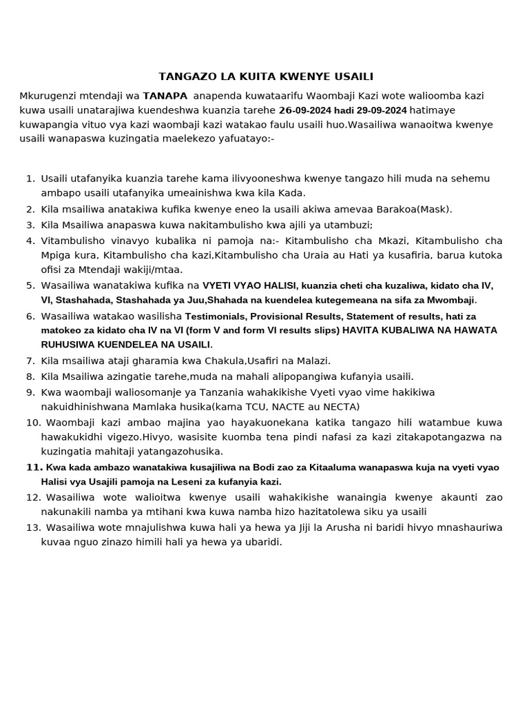 Usaili Tanapa DC329 | PDF