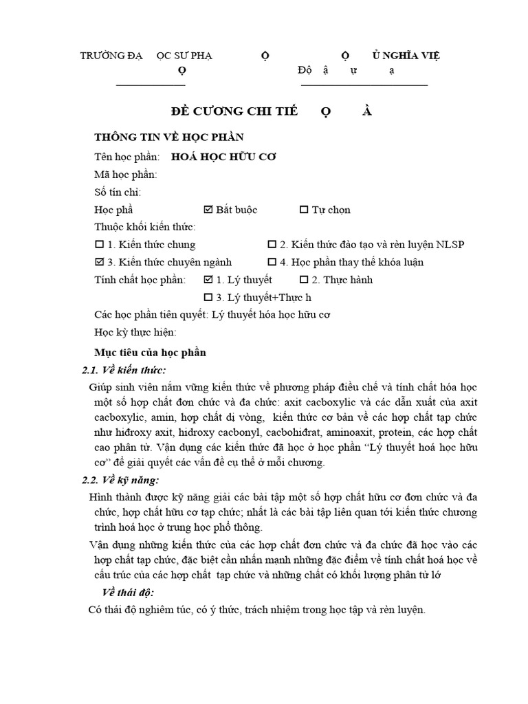 De Cuong Chi Tiet - Hoa Huu Co 2 | PDF