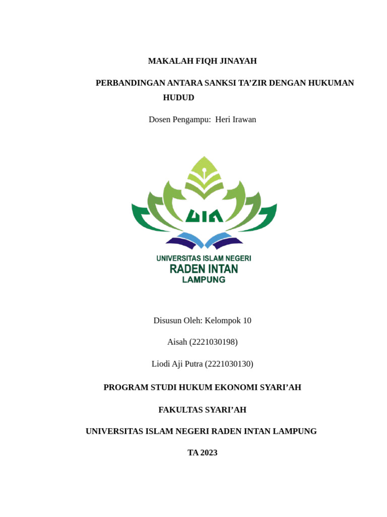 Perbandingan Sanksi Ta’zir dan Hudud | PDF