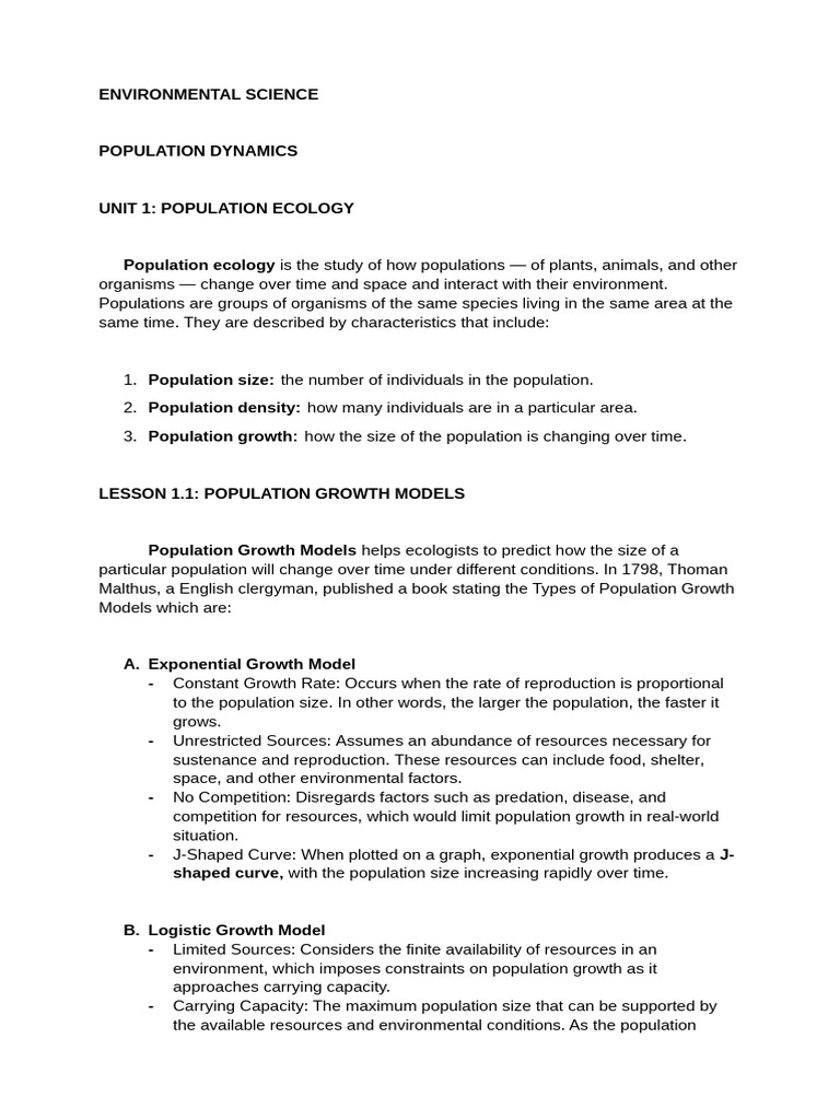 Population Dynamics | PDF | Climate Change | Agriculture