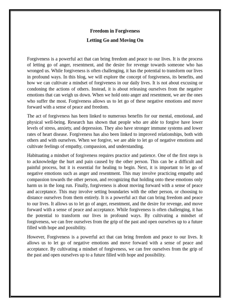FREEDOM OF FORGIVENESS | PDF | Forgiveness | Behavioural Sciences