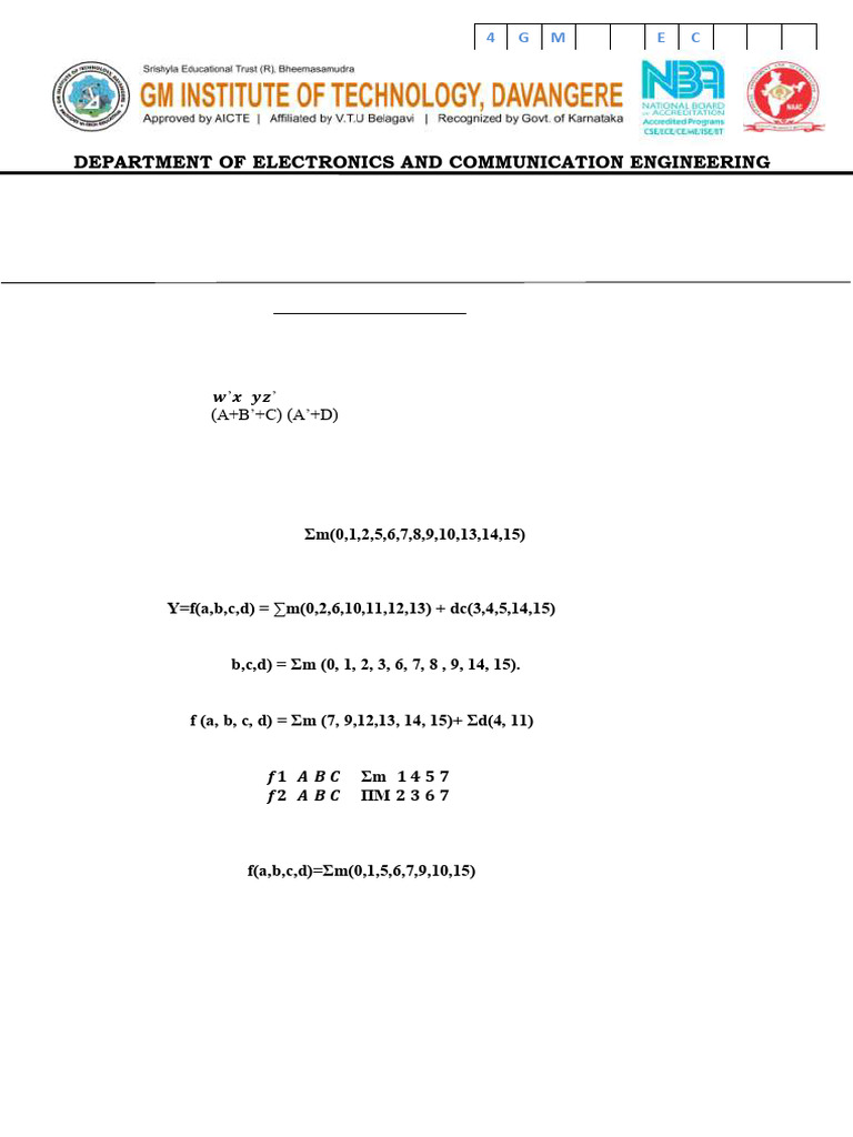 DSDV Bec302 Ia1 QP1 | PDF | Mathematical Logic | Digital Electronics
