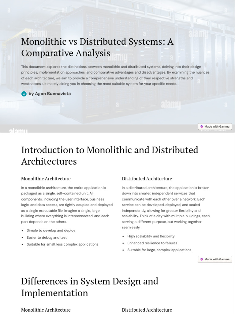 Monolithic Vs Distributed Systems A Comparative Analysis | PDF | Scalability | Distributed Computing