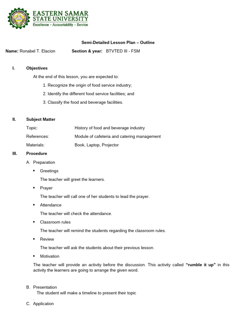 cafeteria | PDF | Teachers | Lesson Plan