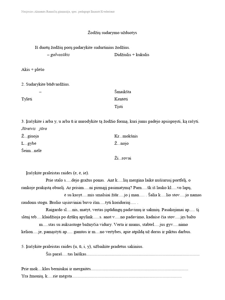 Zodziu Sudarymo Uzduotys | PDF