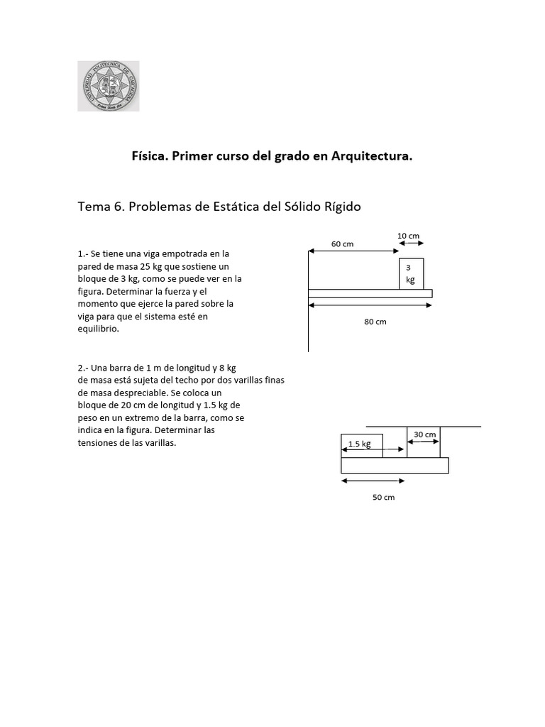 Problemas Tema Estática Del Sólido Rígido | PDF | Fricción | Fuerza