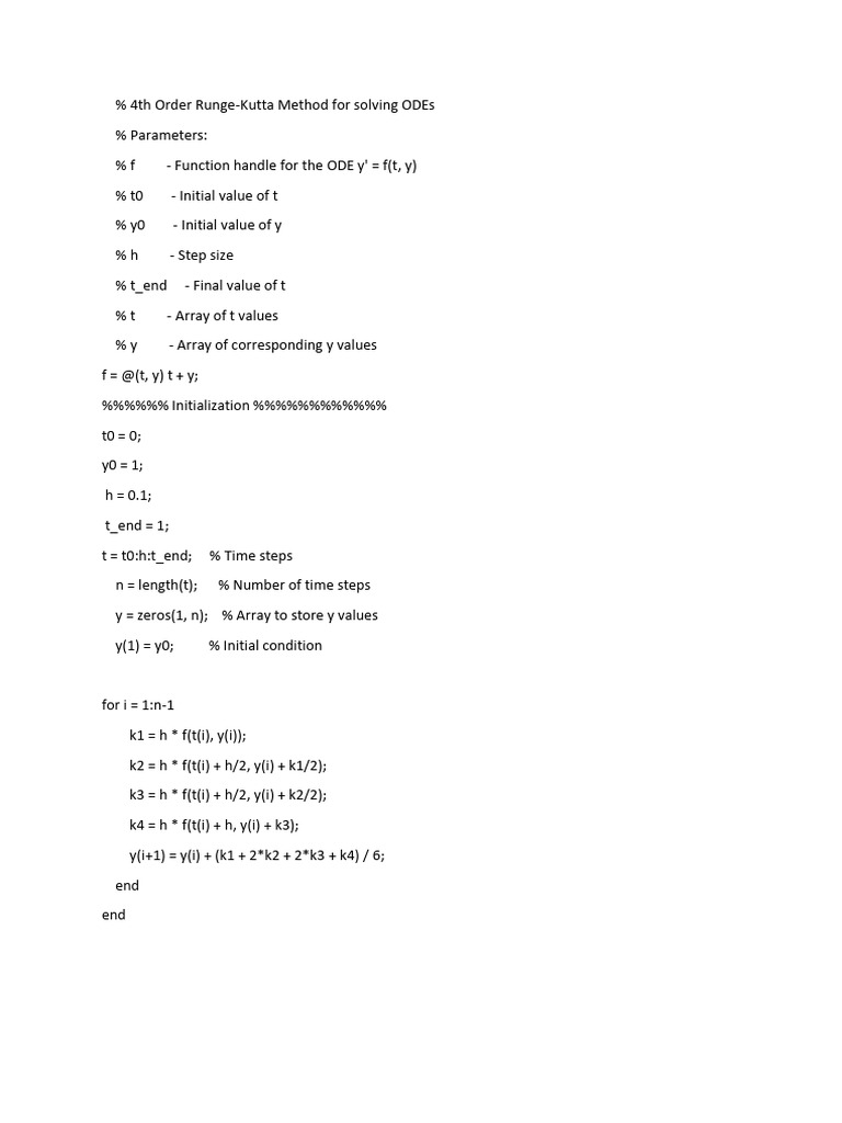 4th Order Runge | PDF 4th Order Runge | PDF