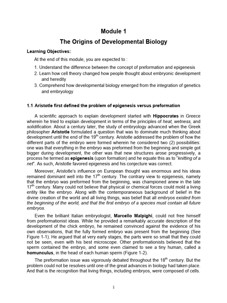 Module 1 - The-Origins-of-Developmental-Biology | PDF | Zygosity | Dominance (Genetics)