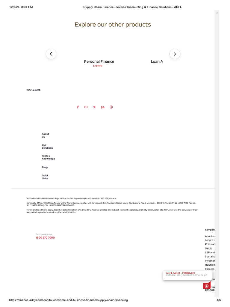 Supply Chain Finance - Invoice Discounting & Finance Solutions - ABFL | PDF | Service Industries ...