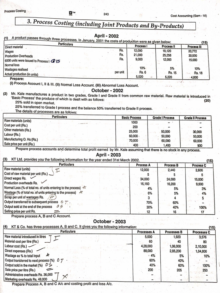 Sem 6 Process Costing | PDF | Oil Refinery | Cost