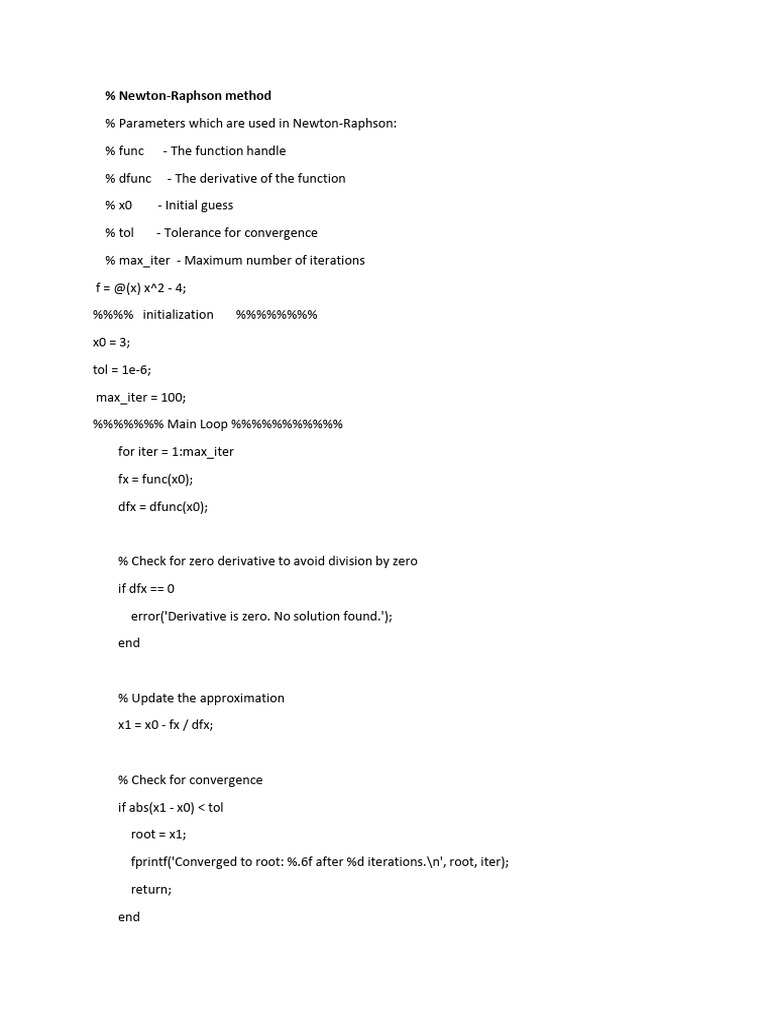 Newton-Raphson Method Implementation | PDF