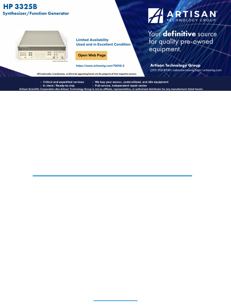 HP 3325B Operation Manual | PDF | Hewlett Packard | Computer Hardware