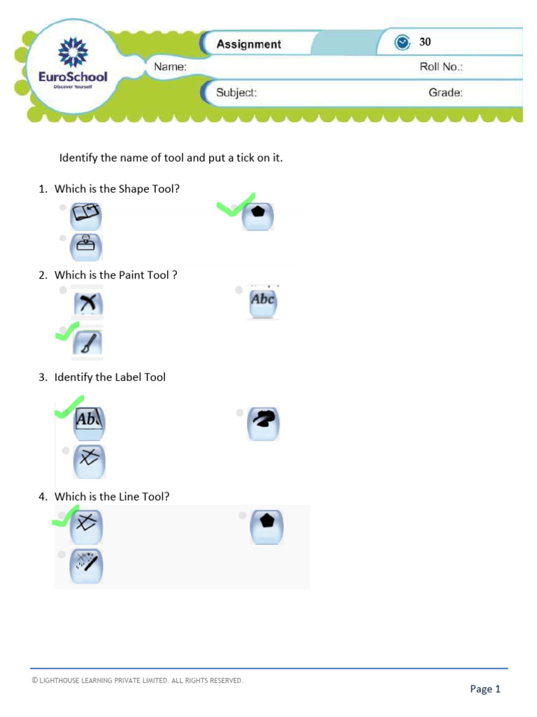 ESW_CBSE_Gr1_ICT Basic_Practice Answer Worksheet- AY24-25 | PDF