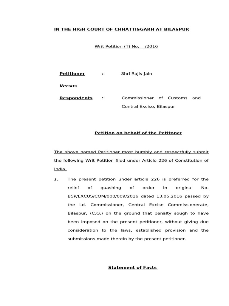 WRIT.RajivJain | PDF | Writ | Appeal