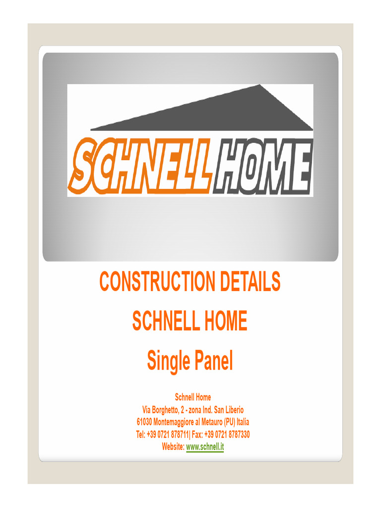 Schnell Home Single Panel Construction | PDF