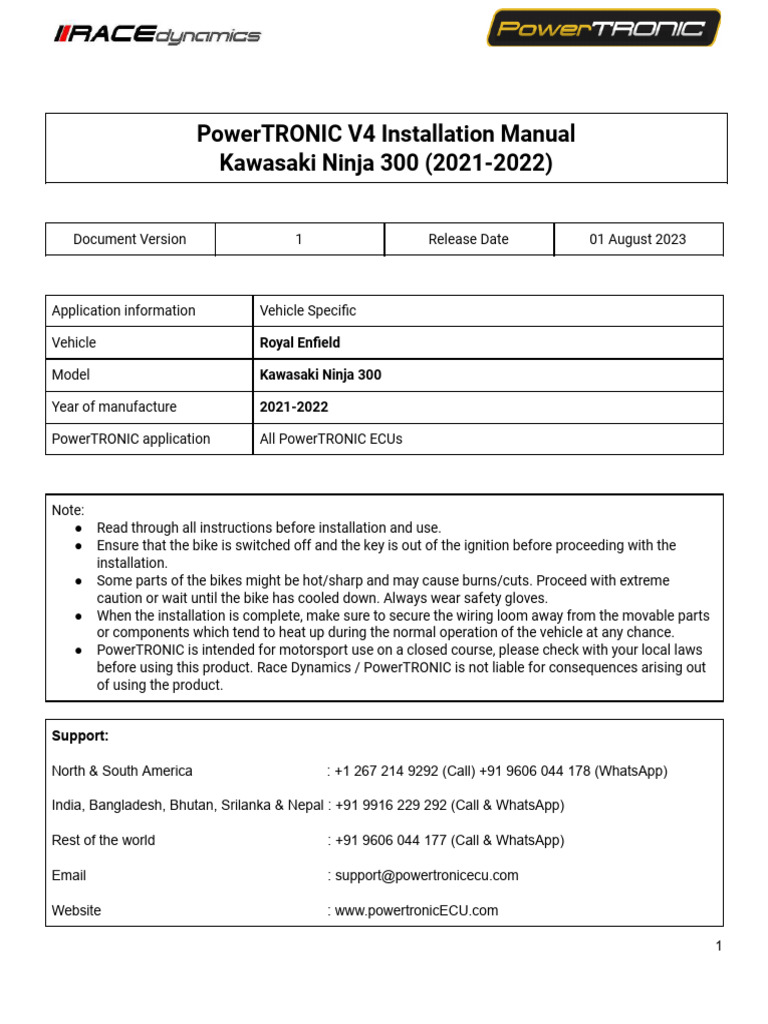 Ninja 300 PowerTRONIC Install Guide | PDF | Electrical Connector ...