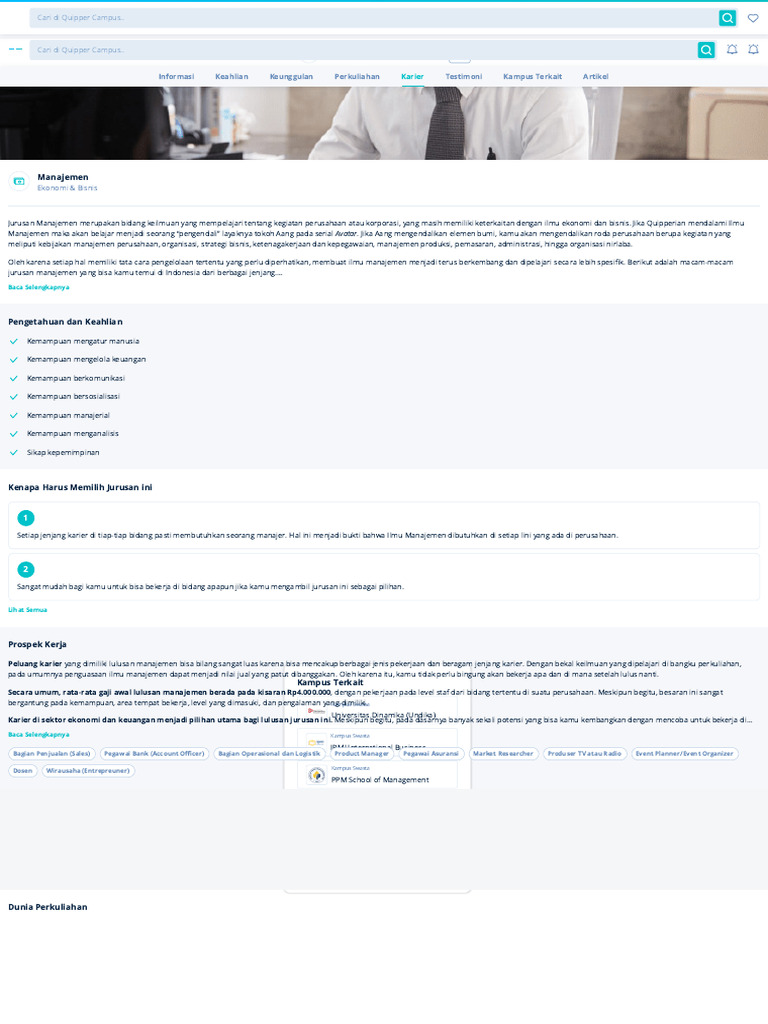 ? Jurusan Manajemen - Info Kuliah & Prospek Kerjanya - Quipper Campus | PDF