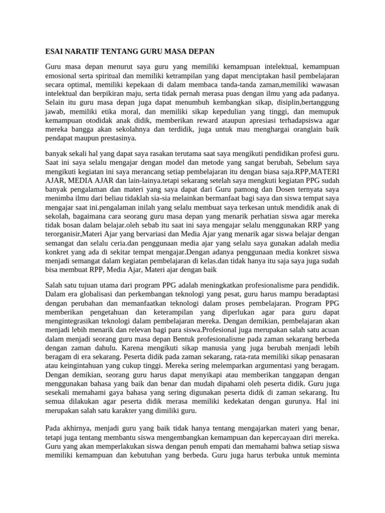 Esai Naratif Tentang Guru Masa Depan | PDF