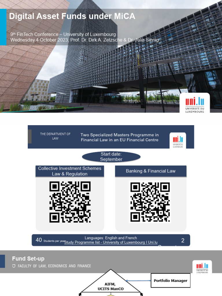 SINNIG - Digital Asset Funds Under MiCA - 3 Oct 23 - FINAL | PDF | Cryptocurrency | Investment Fund