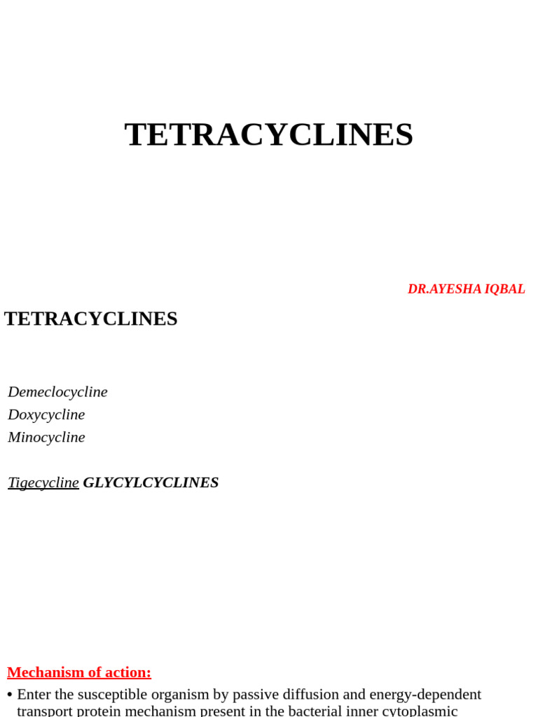 Tetracyclines: Uses and Effects | PDF