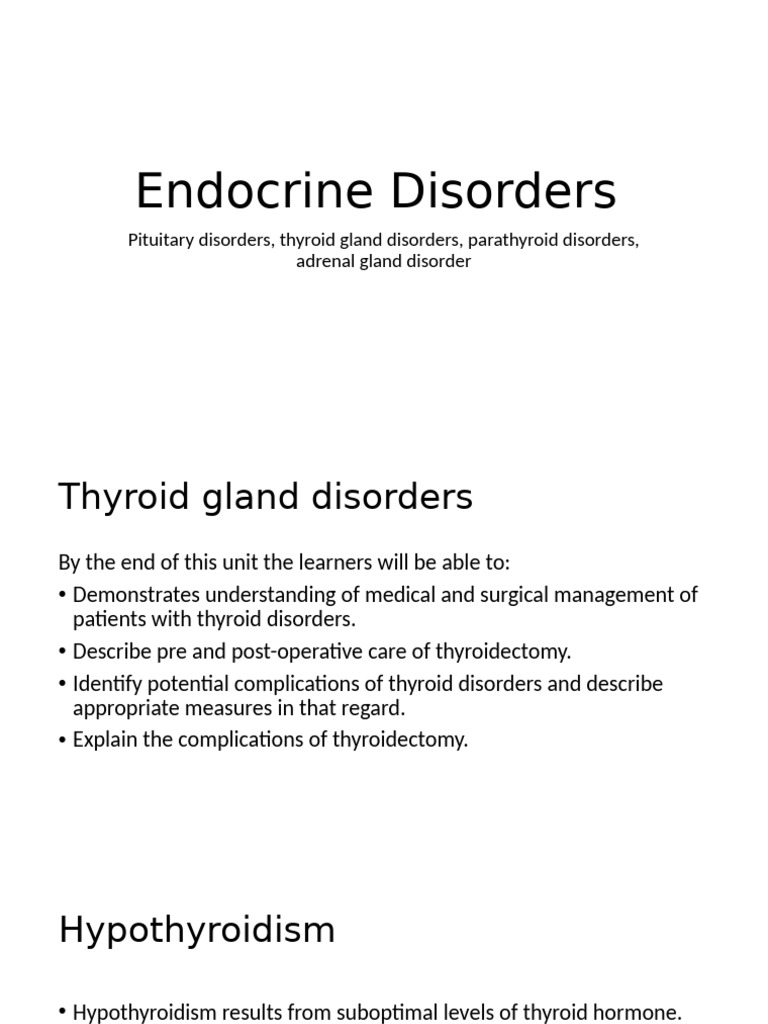 Endocrine Disorders | PDF | Hyperthyroidism | Hypothyroidism