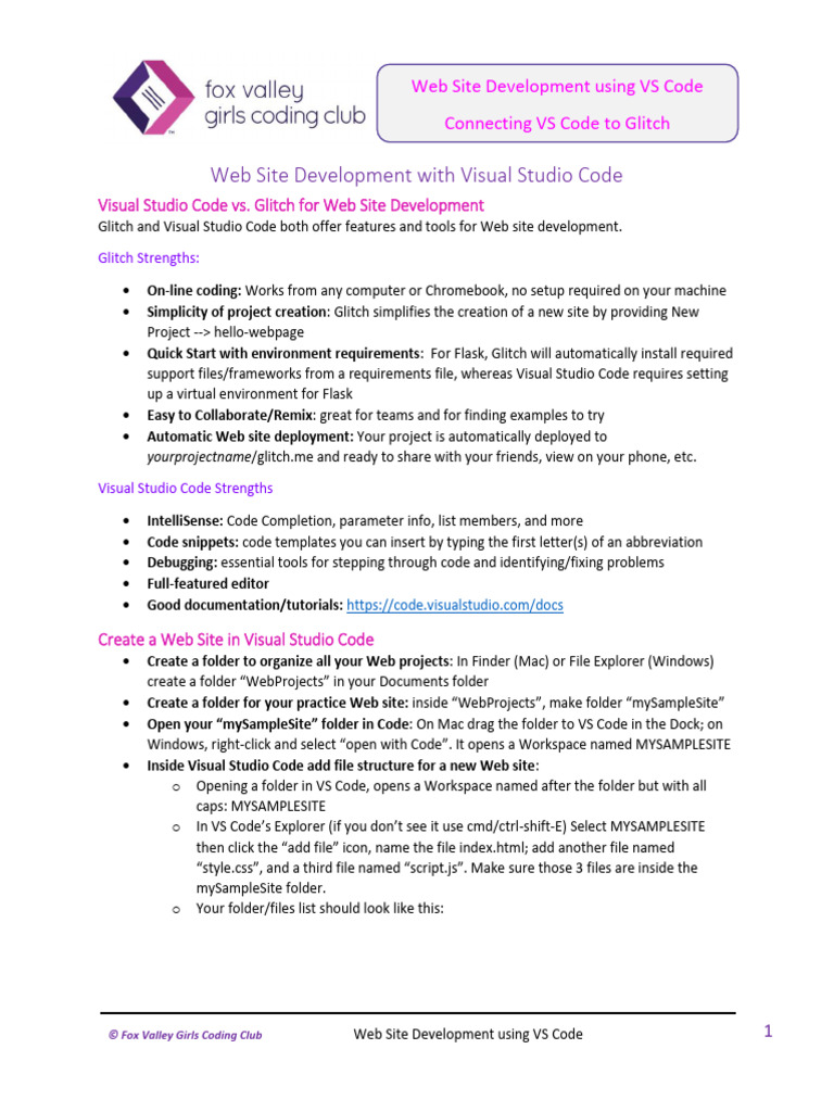 Web Sites and Glitch in Vs Code 1 | PDF | Bootstrap (Front End ...