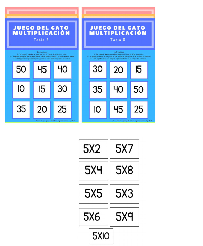 Juego Gato Tablas de Multiplcar | PDF