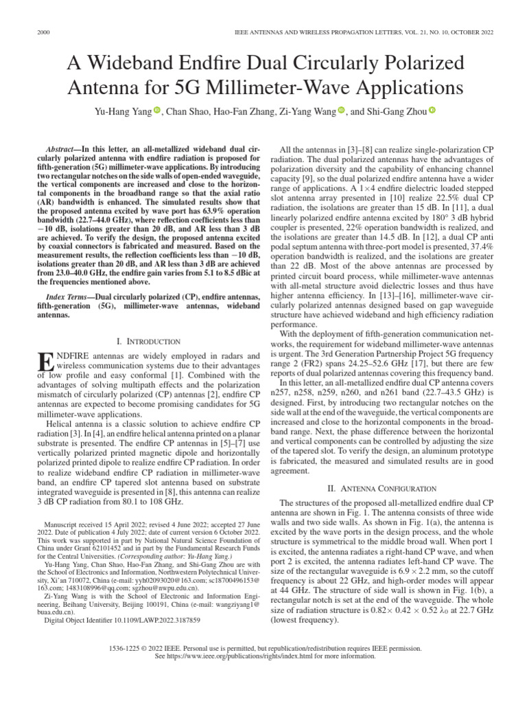 4.A Wideband Endfire Dual Circularly Polarized Antenna For 5G Millimeter-Wave Applications | PDF ...