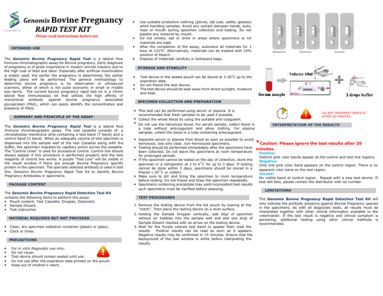 Bovine Pregnancy Rapid Test Instructions | PDF | Blood Plasma | Medical ...