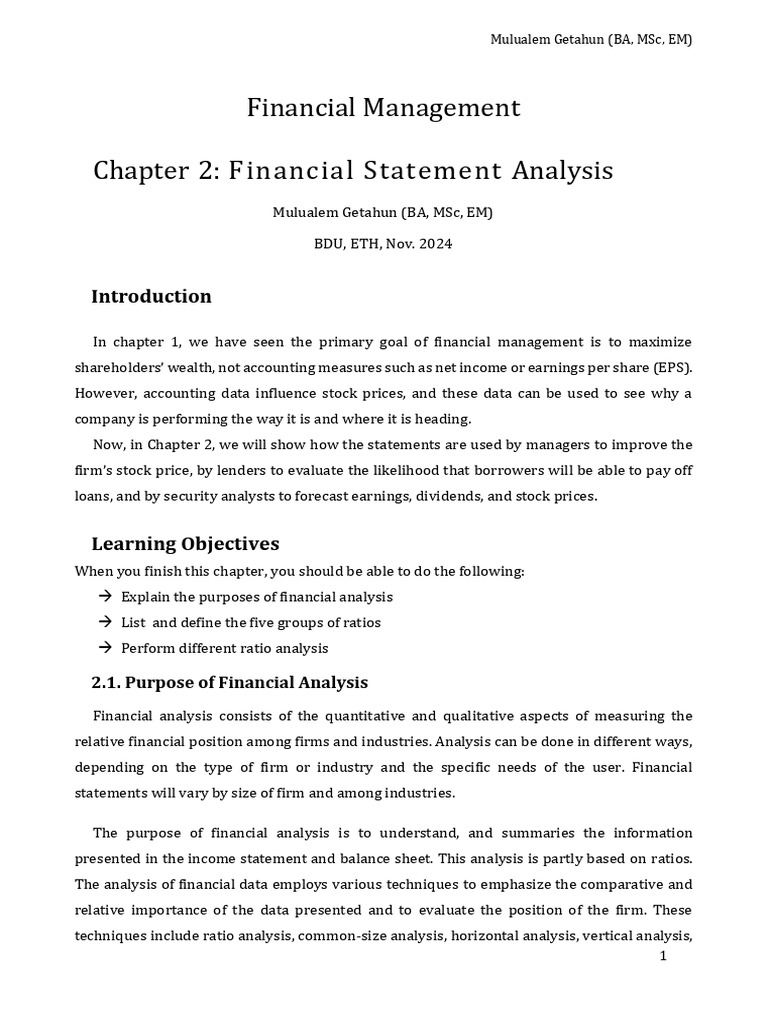FM CH2 Financial Statement Analsysis | PDF | Price–Earnings Ratio | Inventory