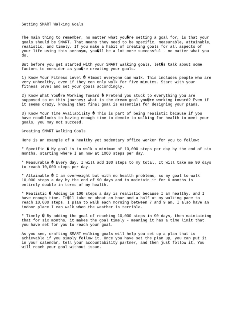 Setting SMART Walking Goals | PDF