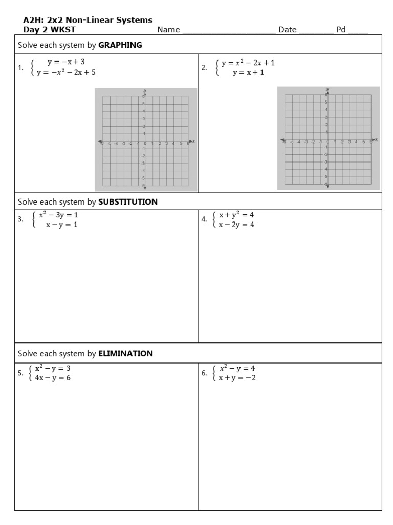 a2h Systems Day 2 HW Worksheet | PDF