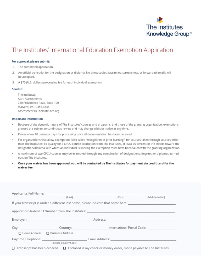 ANZIIF Exemption Application Guide | PDF