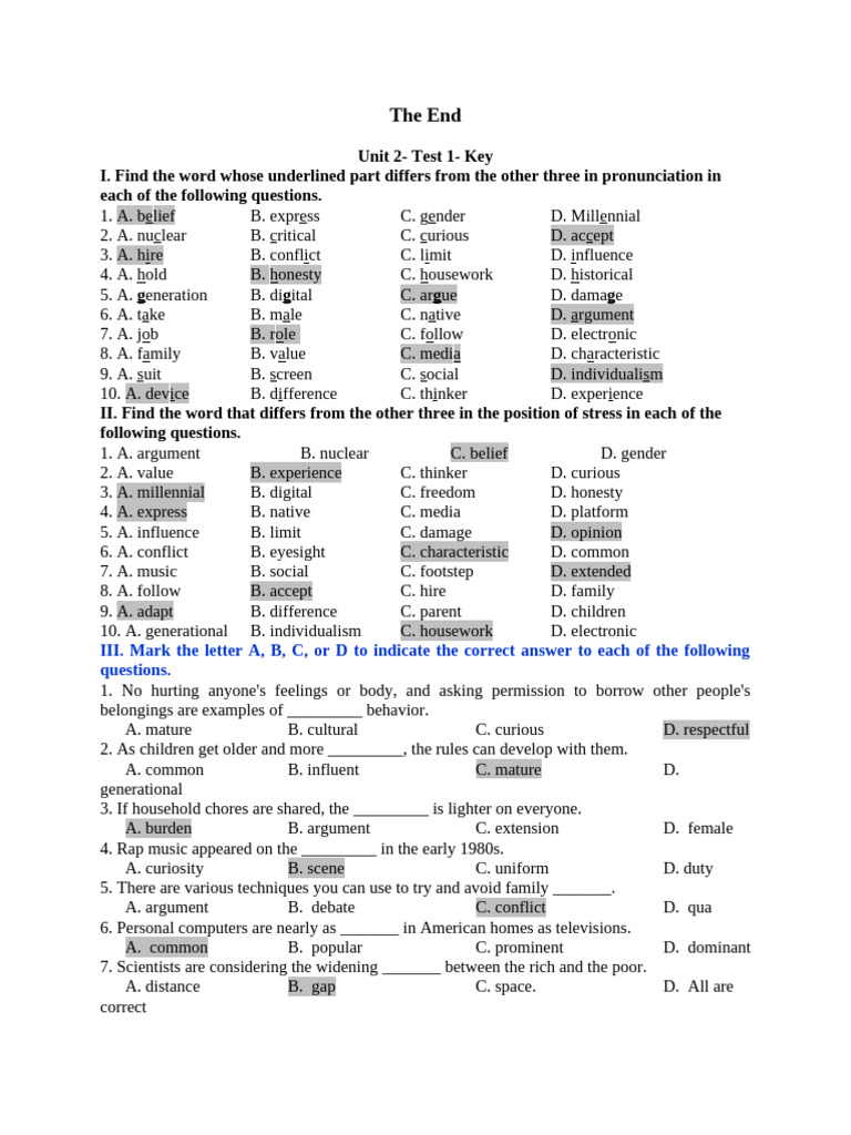 key u2 t1 | PDF | Communication | Behavior