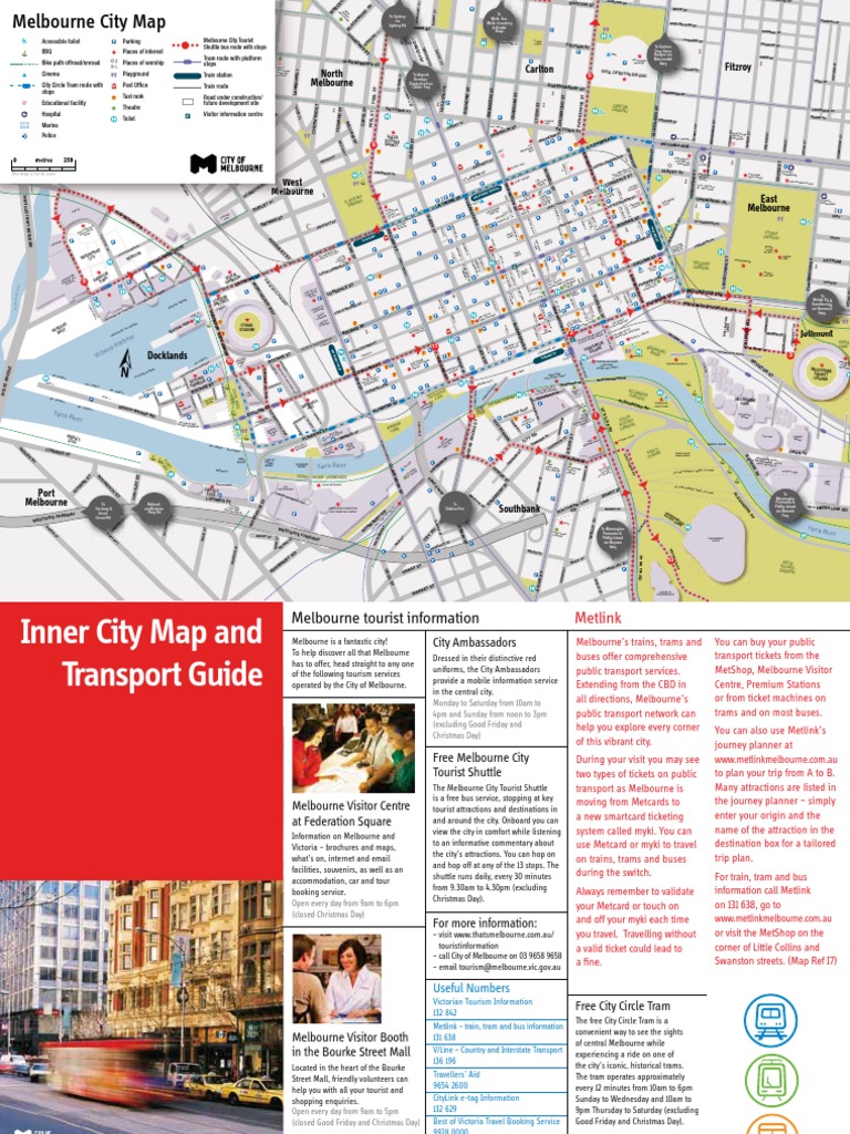Inner City Map and Transport Guide: Melbourne Tourist Information | PDF ...
