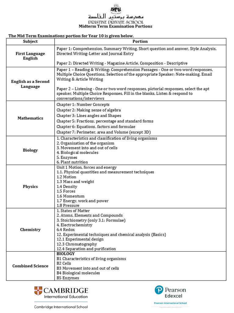 Midterm Examination Portion Year 2 | PDF | Formula | Force