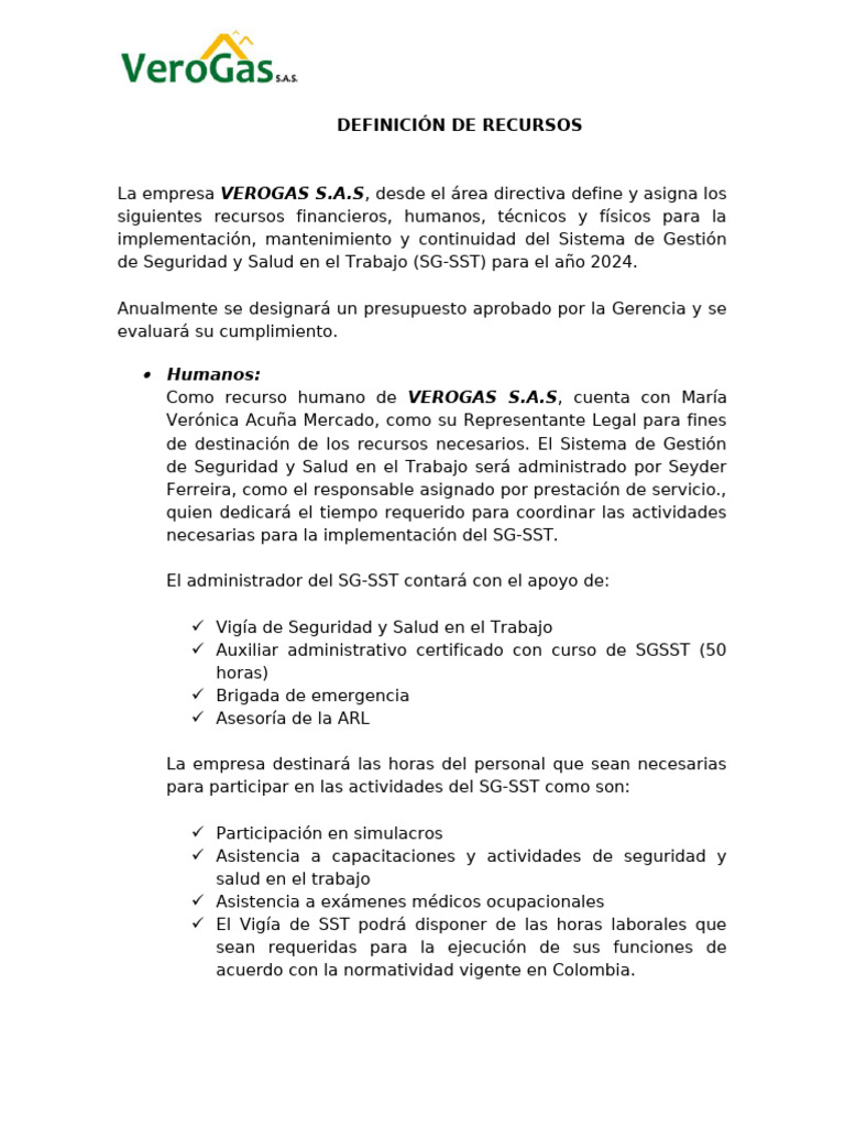 Definición de Recursos 2024 | PDF | Business | Presupuesto