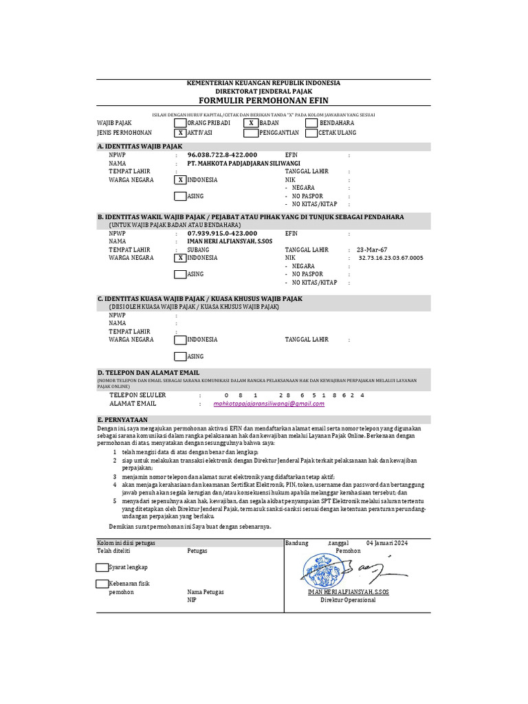 permohonan-efin | PDF