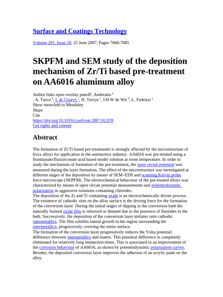 Surface and Coatings Technology | PDF | Corrosion | Titanium
