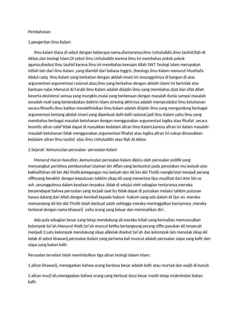 Sejarah Dan Konsep Ilmu Kalam Pdf