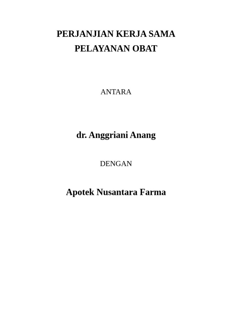 Surat Perjanjian Kerjasama Apotek Pdf
