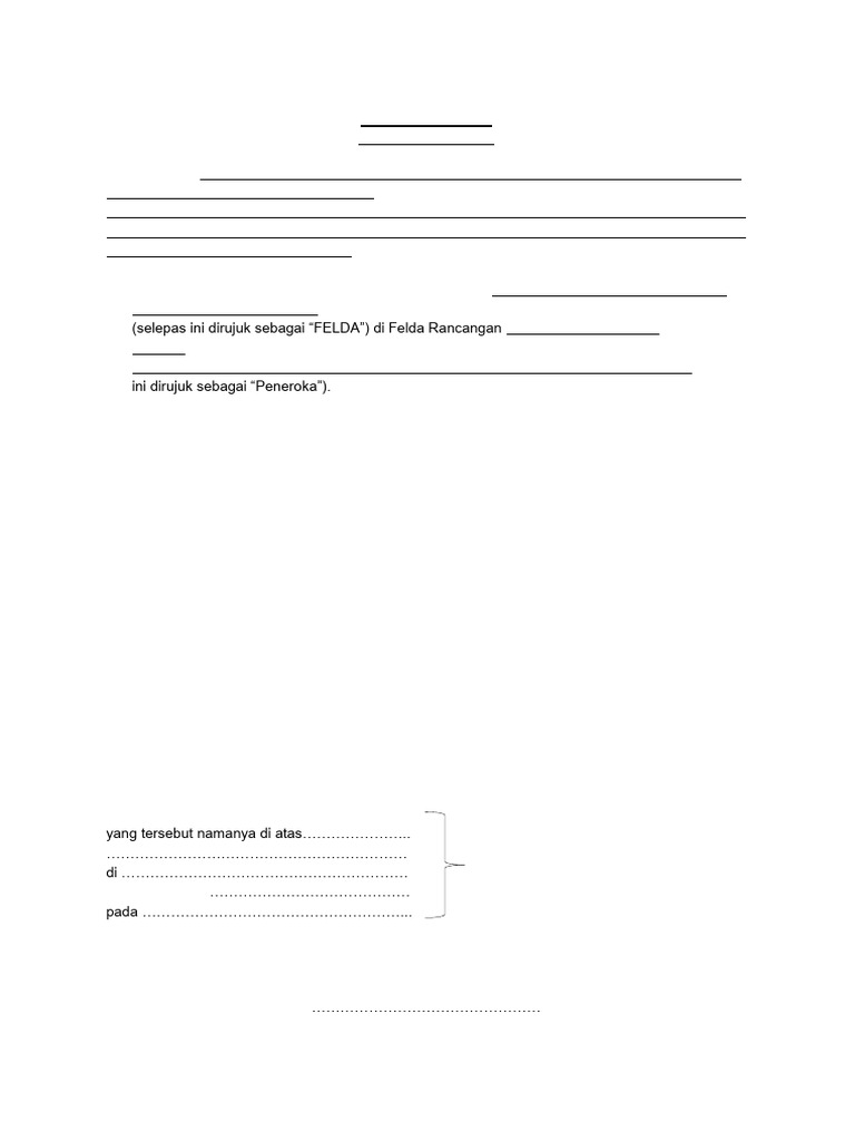 Surat Akuan Wakil Waris FELDA | PDF