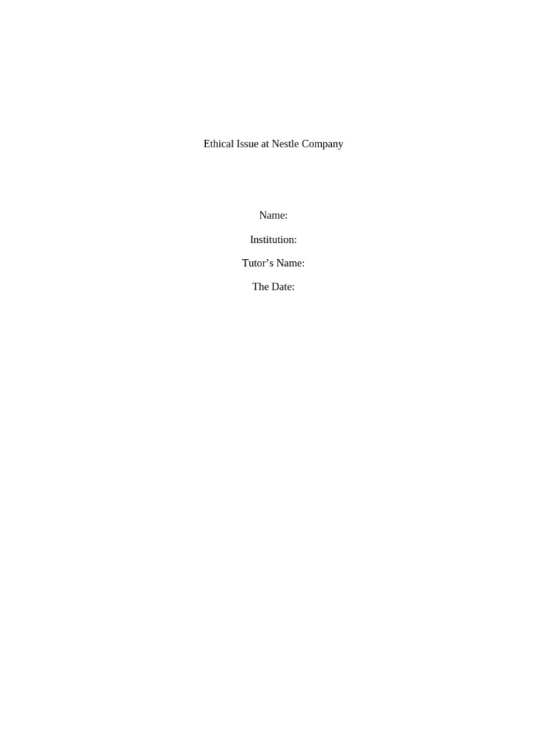 Nestle Ethical Issues | PDF