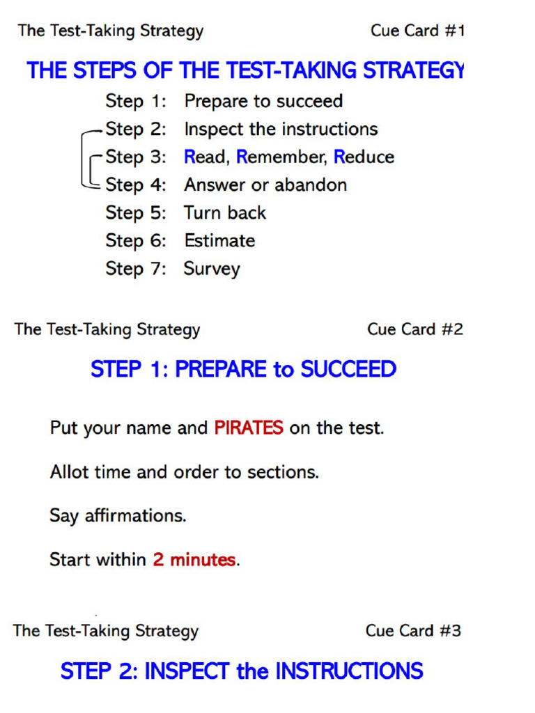 Cue Cards To Print For Students | PDF