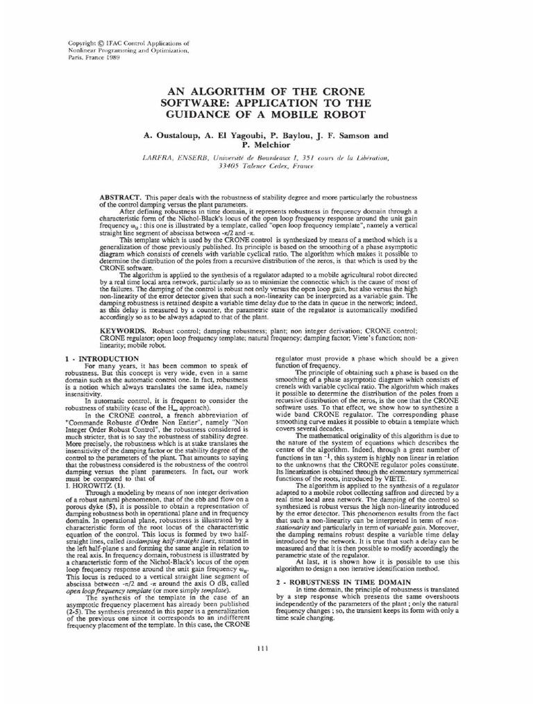 An-Algorithm-of-the-Crone-Software--Application-to-the-_1989_IFAC-Proceeding | PDF | Robust ...