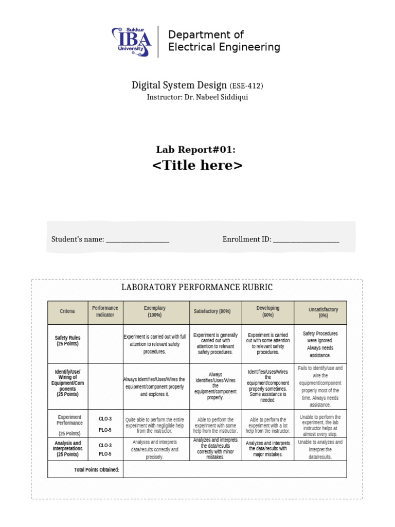 Student Lab Report - Template | PDF | Experiment | Science
